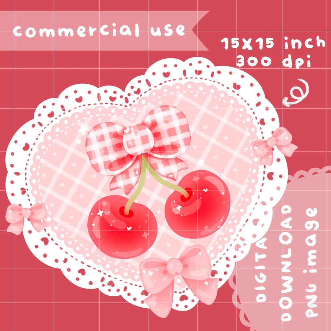 Cute Kawaii Printable Coquette Cherry Clipart / Commercial Use/ PNG - Etsy