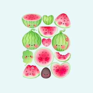 Cute Kawaii Printable Watermelon Clipart / Commercial Use/ PNG - Etsy