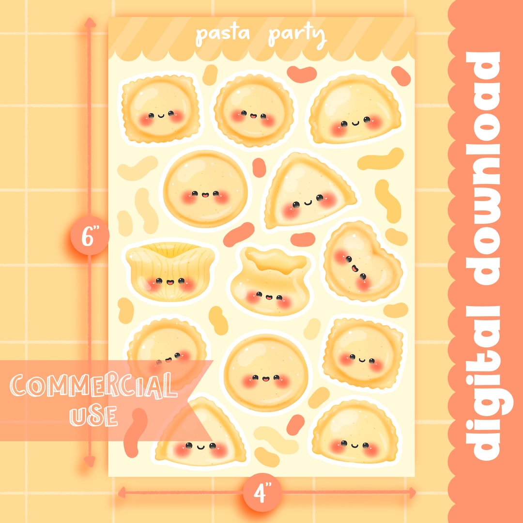 Cute Printable Sticker Sheet Ravioli / Commercial Use/ PNG - Etsy