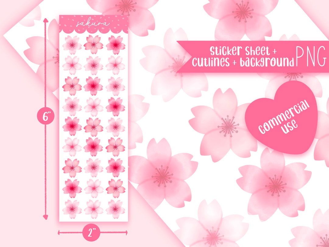 Cute Printable Sticker Sheet Sakura Sticker Sheet / Commercial Use/ PNG ...