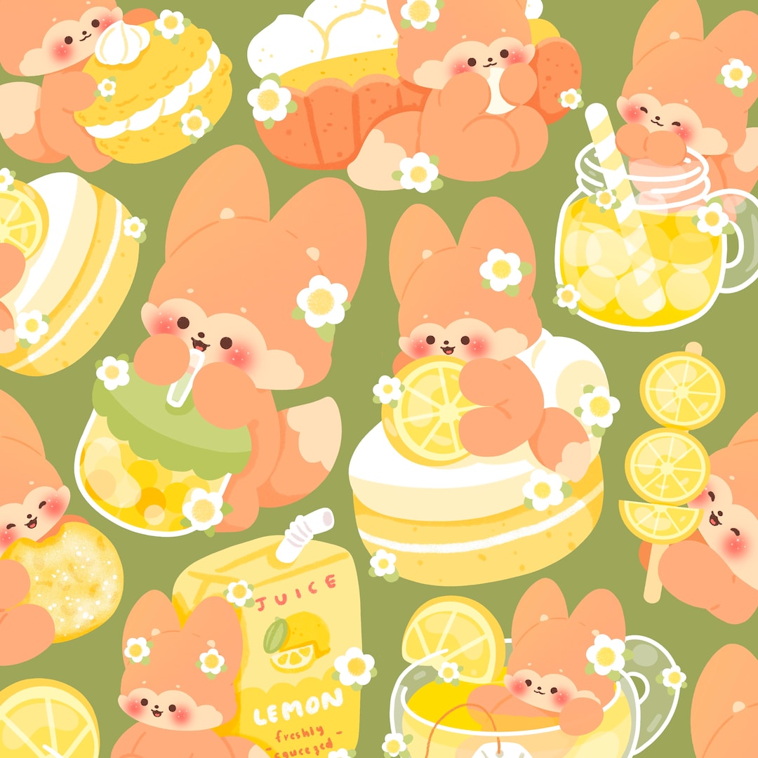 Cute Kawaii Printable Fox Lemon Desserts Clipart / Commercial Use/ PNG ...
