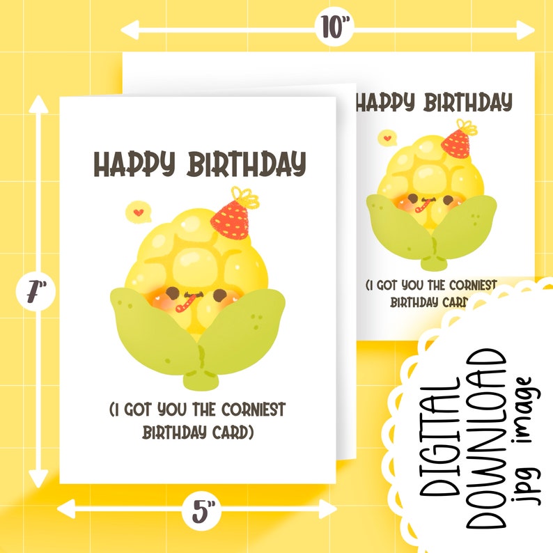 Cute Printable Corn Greeting Card / Commercial Use/ PNG - Etsy