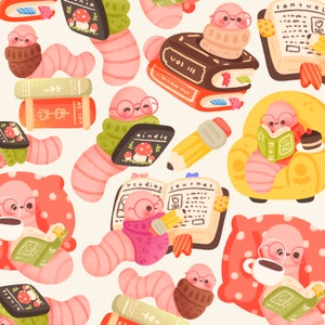 Cute Kawaii Printable Cozy Book Worm Clipart / Commercial Use/ PNG - Etsy