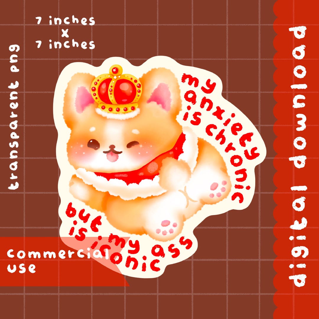 Cute Kawaii Printable Corgi Butt Anxiety Pun Clipart / Commercial Use ...