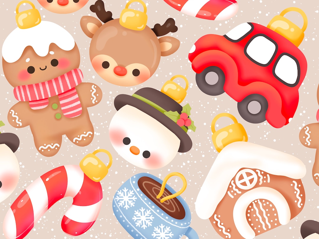 Cute Kawaii Printable Christmas Ornaments Clipart Set / Commercial Use ...