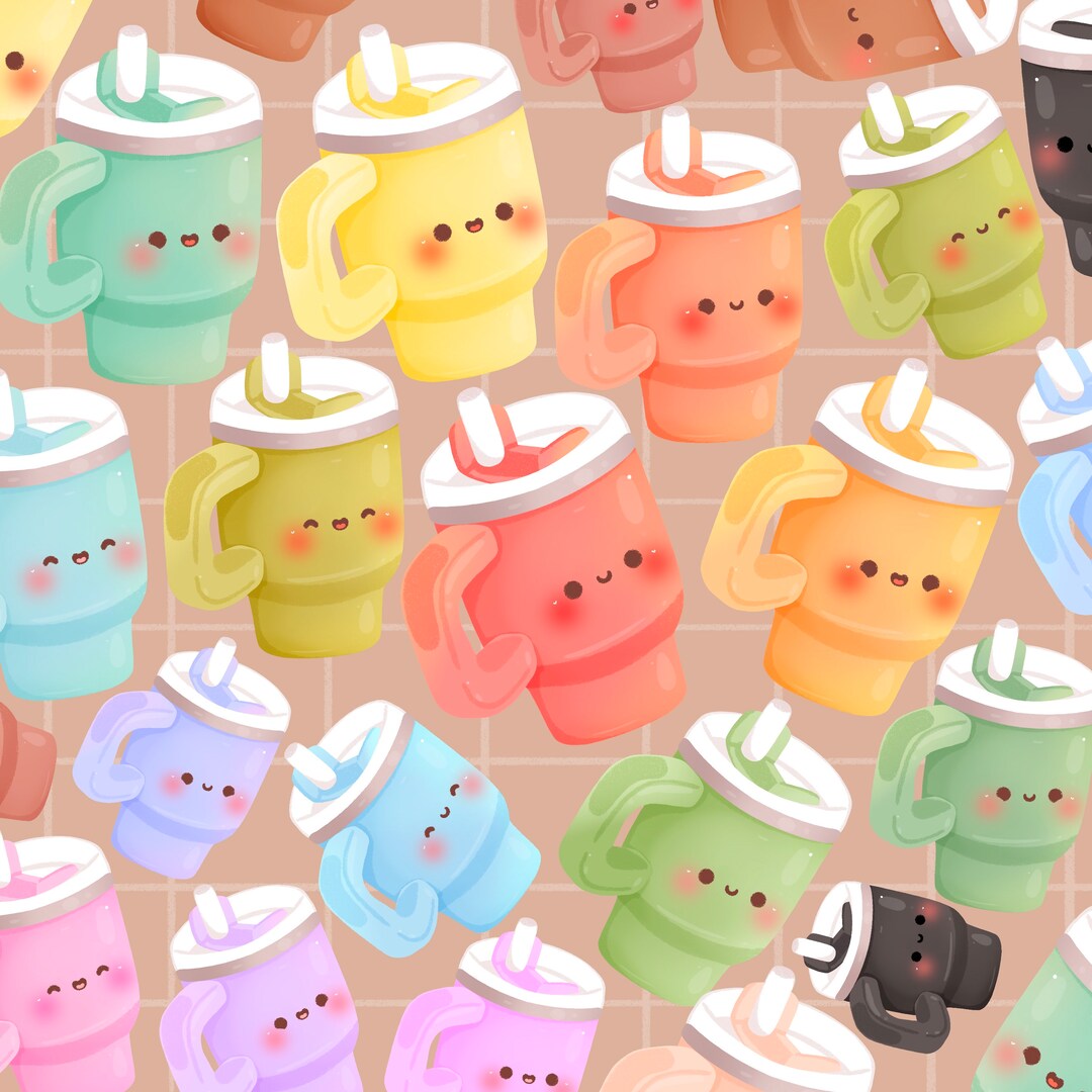 Cute Kawaii Printable Water Tumbler Cup Clipart / Commercial Use/ PNG ...