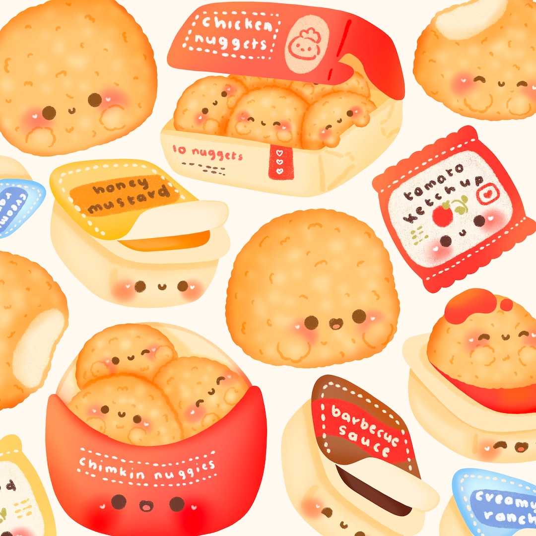 Cute Kawaii Printable Chicken Nuggets Clipart / Commercial Use/ PNG - Etsy