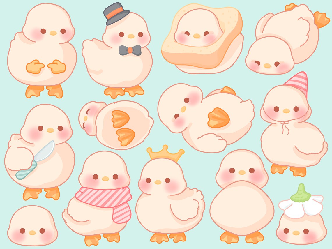 Cute Kawaii Printable Ducks Goose Clipart / Commercial Use/ PNG - Etsy