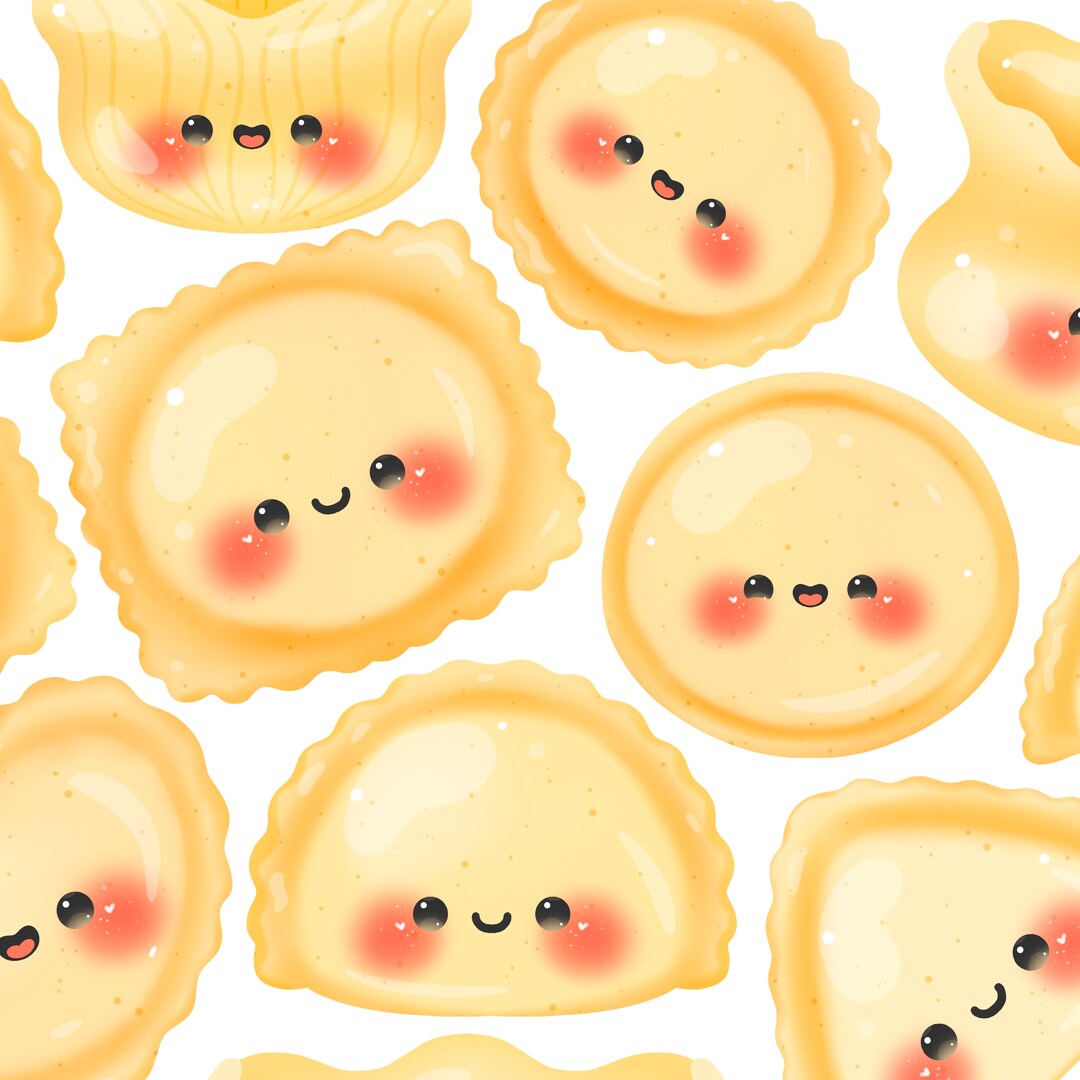 Cute Printable Kawaii Stuffed Pasta Ravioli Clipart / Commercial Use ...