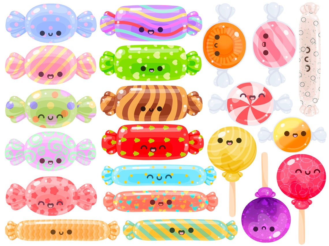 Cute Kawaii Printable Candy Clipart / Commercial Use/ PNG - Etsy