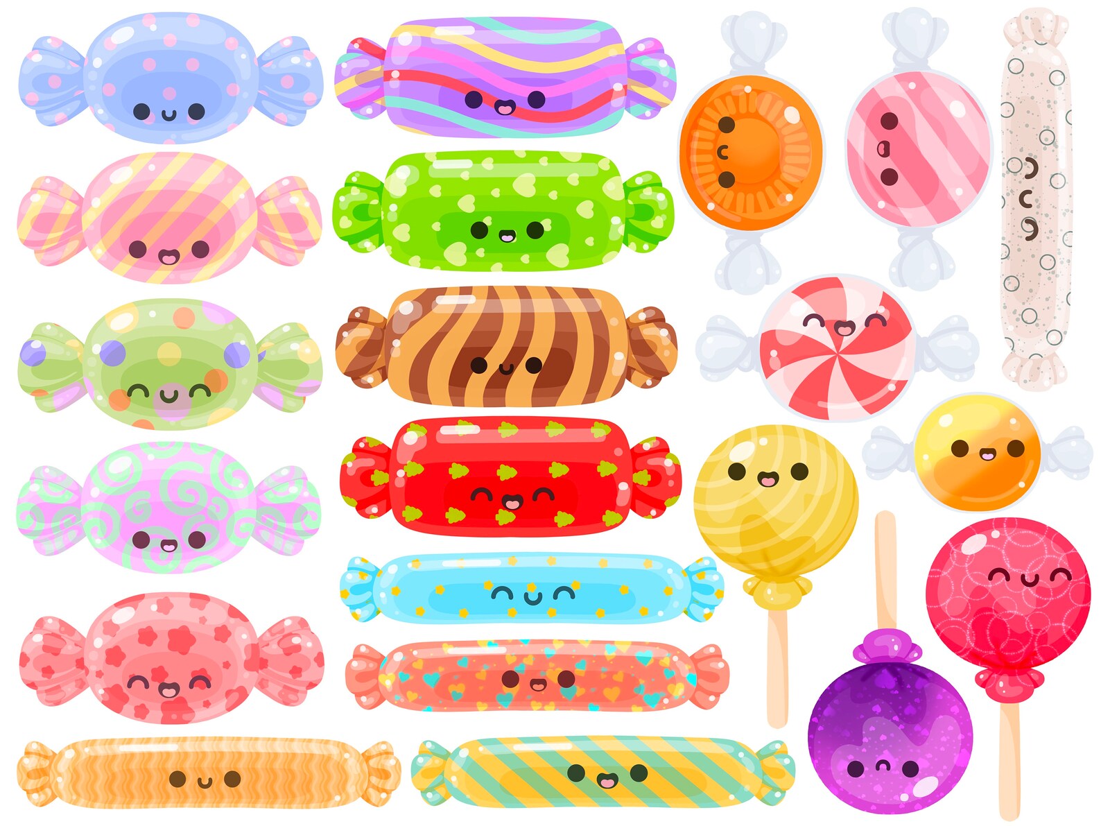 Cute Kawaii Printable Candy Clipart / Commercial Use/ PNG - Etsy