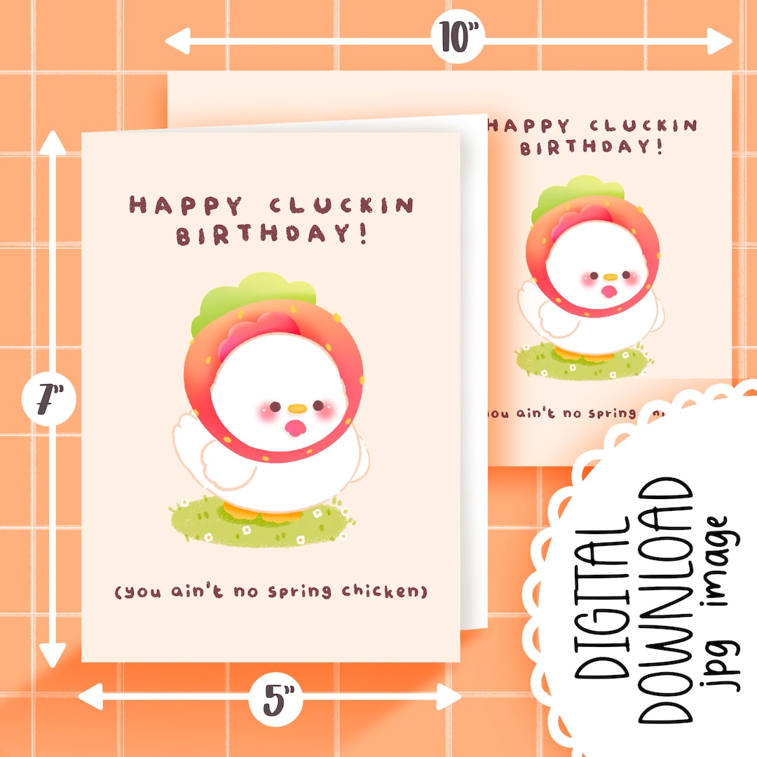 Cute Printable Happy Birthday Chicken Greeting Card / Commercial Use ...