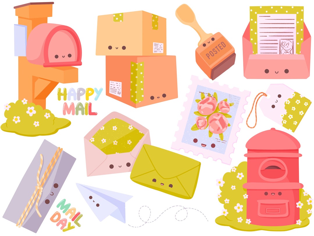 Cute Kawaii Printable Mail Day Clipart Set / Commercial Use/ PNG - Etsy