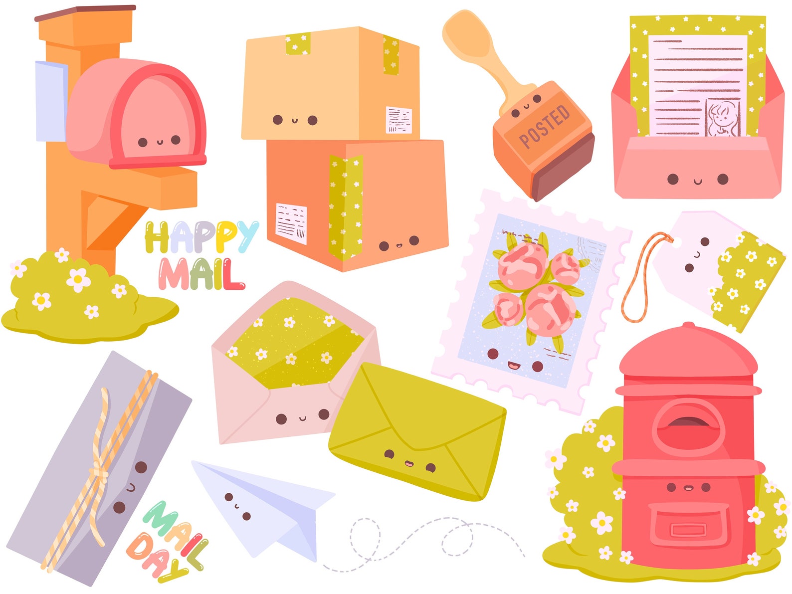 Cute Kawaii Printable Mail Day Clipart Set / Commercial Use/ - Etsy