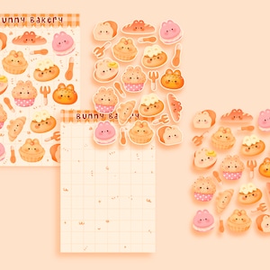 Cute Printable Sticker Sheet Bunny Bakery Sticker Sheet / Commercial ...
