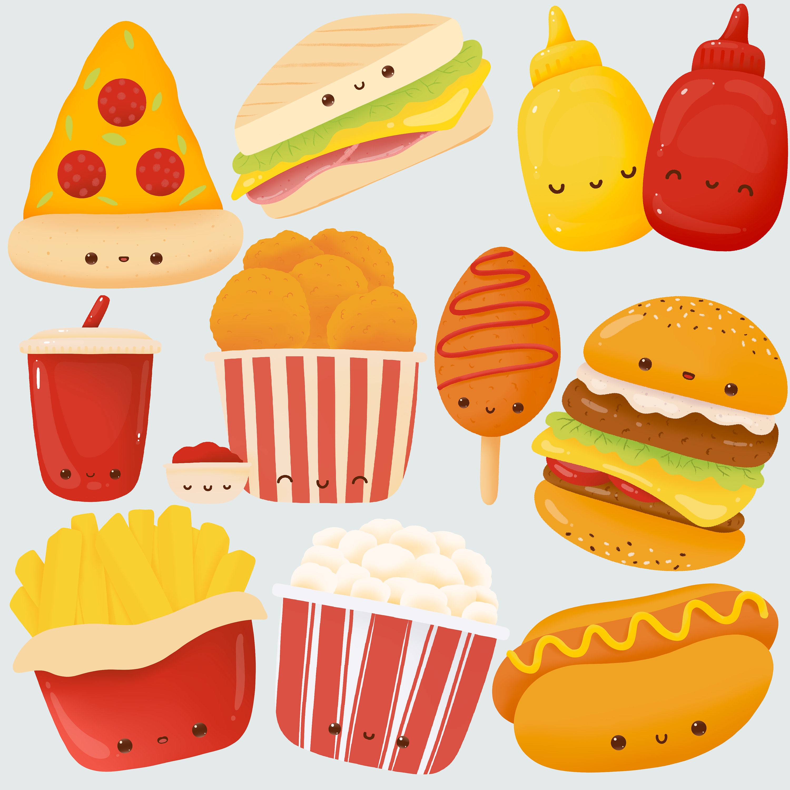 Cute Kawaii Printable Fast Food Clipart / Commercial Use/ PNG - Etsy Canada