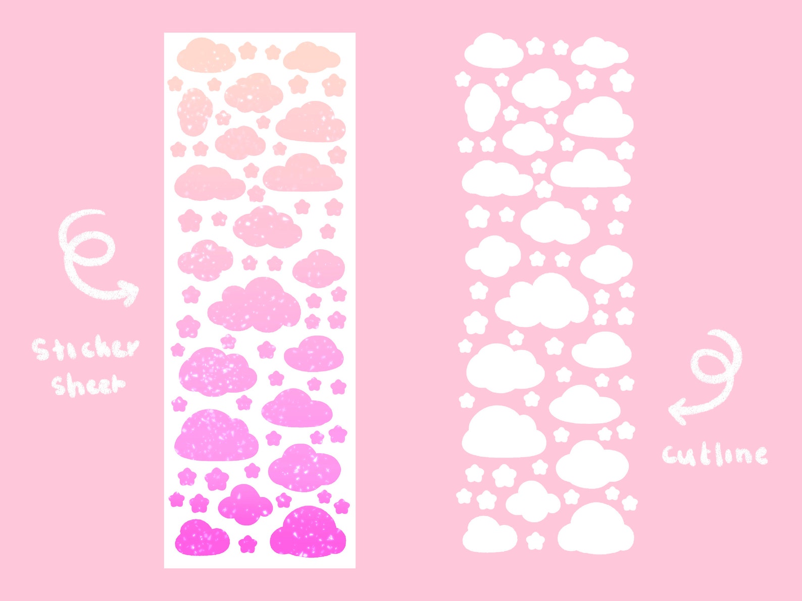 Cute Kawaii Printable Deco Clouds Sticker Sheet / Commercial - Etsy
