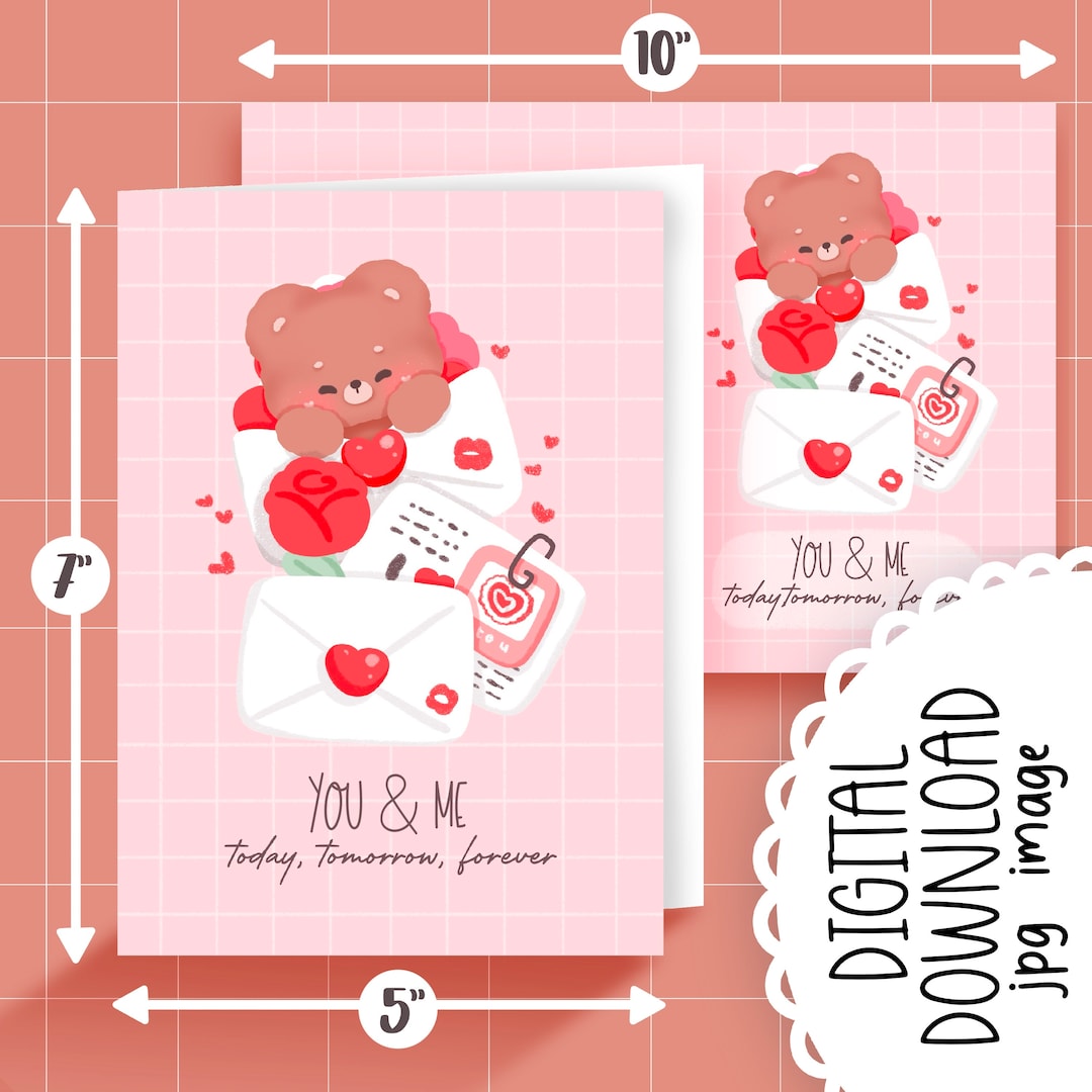 Cute Printable Love Bear Greeting Card / Commercial Use/ PNG - Etsy