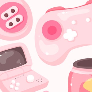 Cute Kawaii Printable Pink Gaming Clipart Set / Commercial Use/ PNG - Etsy