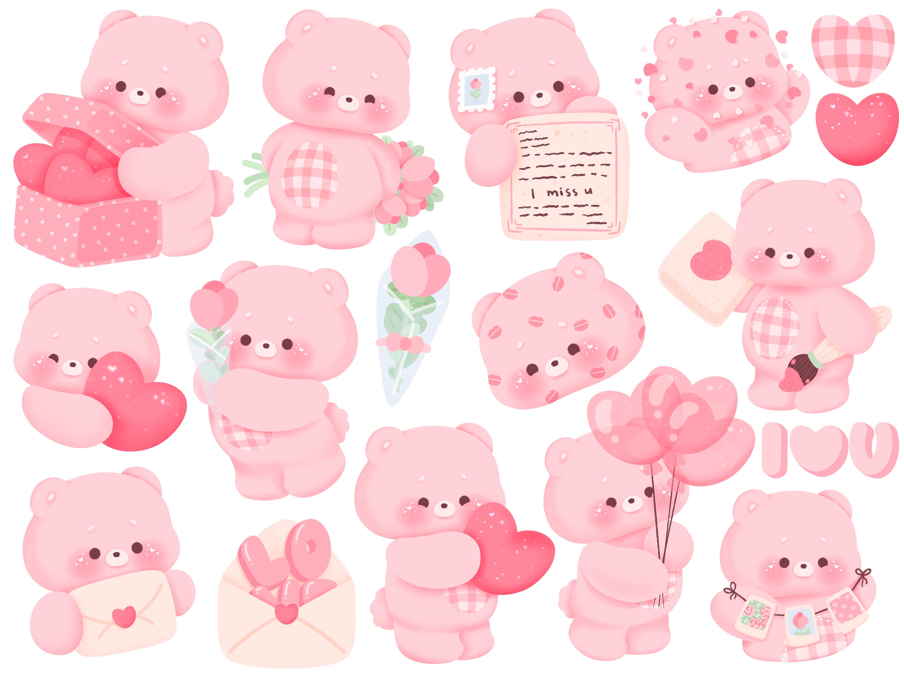 Cute Kawaii Printable Love Bear Clipart / Commercial Use/ PNG - Etsy ...