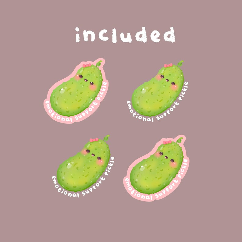 Cute Kawaii Printable Emotional Support Pickle Clipart / Commercial Use ...