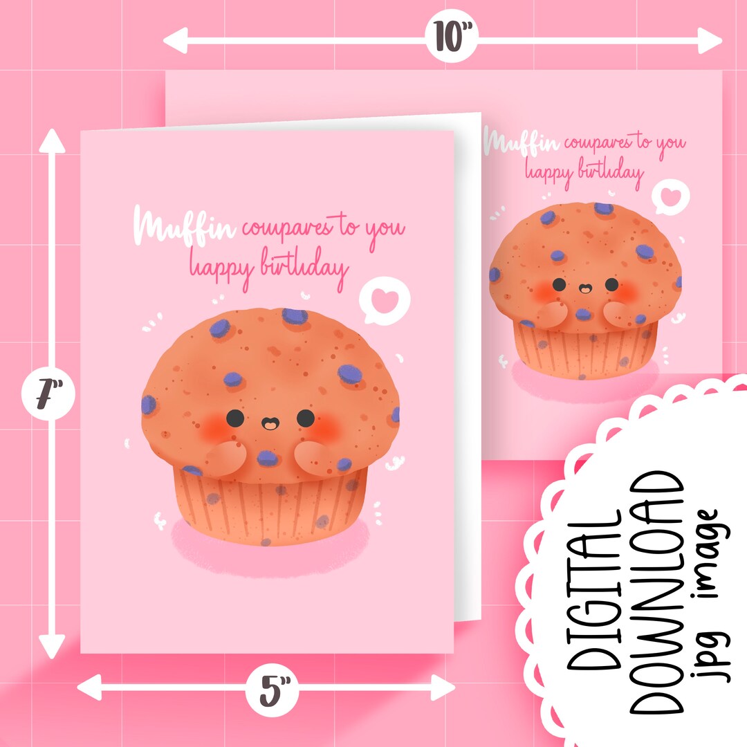 Cute Printable Happy Birthday Muffin Greeting Card / Commercial Use ...