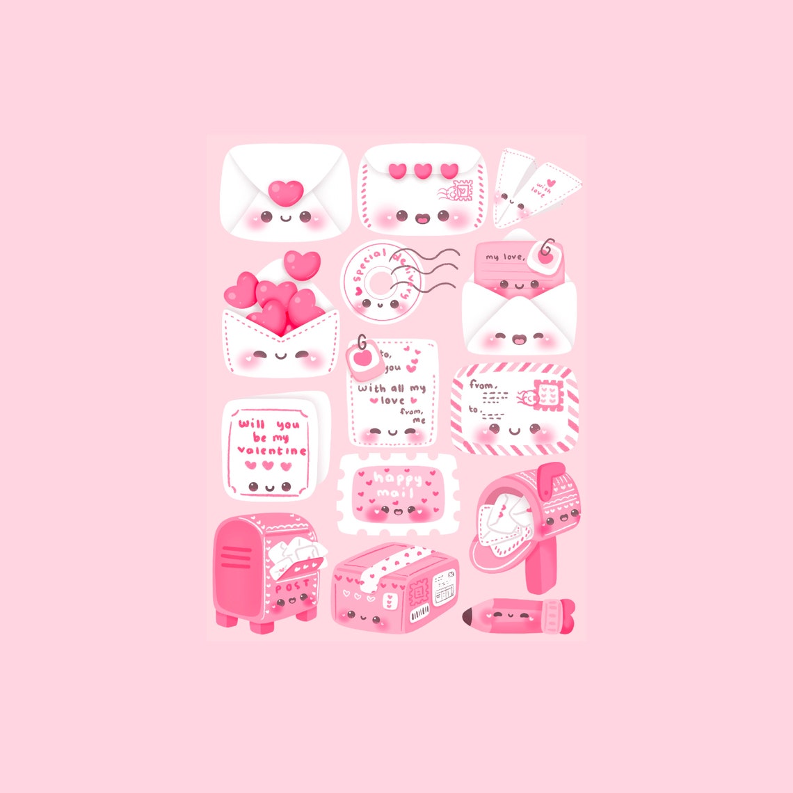 Cute Kawaii Printable Love Mail Postal Clipart / Commercial Use/ PNG - Etsy