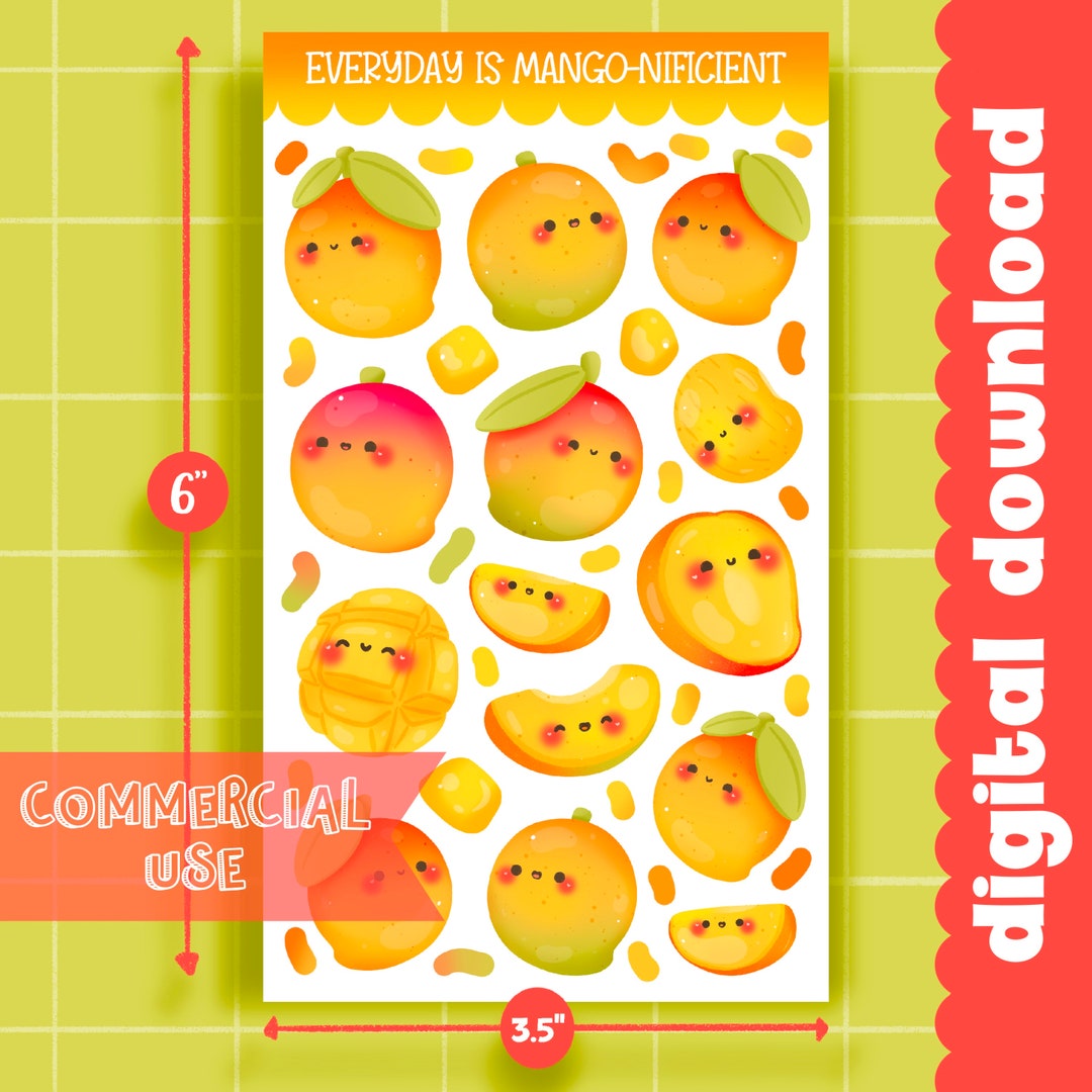 Cute Printable Mangoes Sticker Sheet / Commercial Use/ PNG - Etsy
