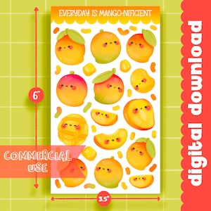 Cute Printable Mangoes Sticker Sheet / Commercial Use/ PNG - Etsy