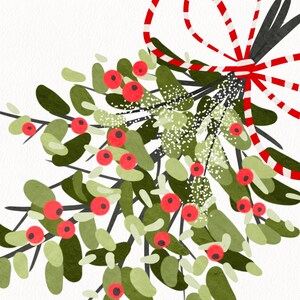 Cute Kawaii Printable Watercolor Christmas Mistletoe Clipart / - Etsy
