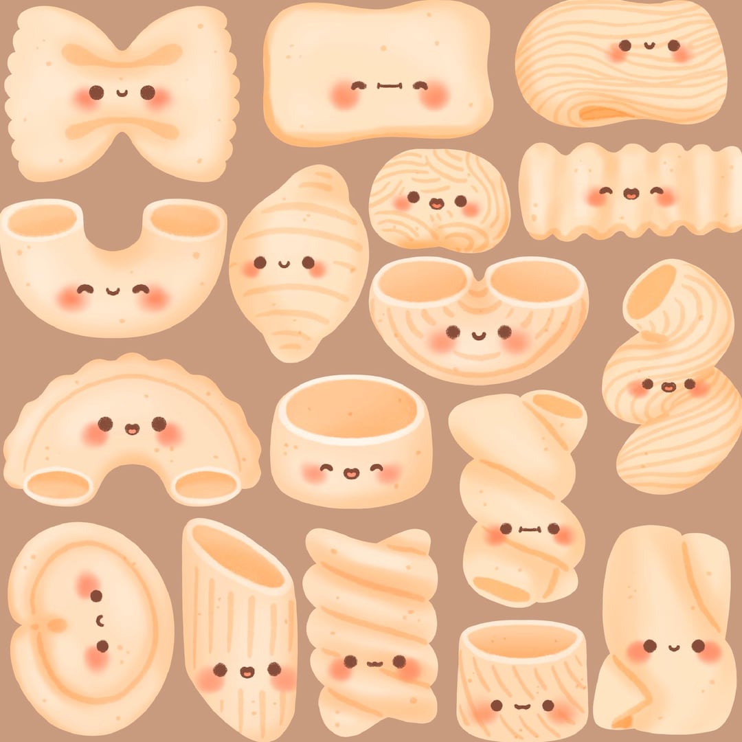 Cute Kawaii Printable Pasta Shapes Clipart / Commercial Use/ PNG - Etsy