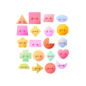 Cute Kawaii Printable Shapes Clipart Set / Commercial Use/ PNG - Etsy