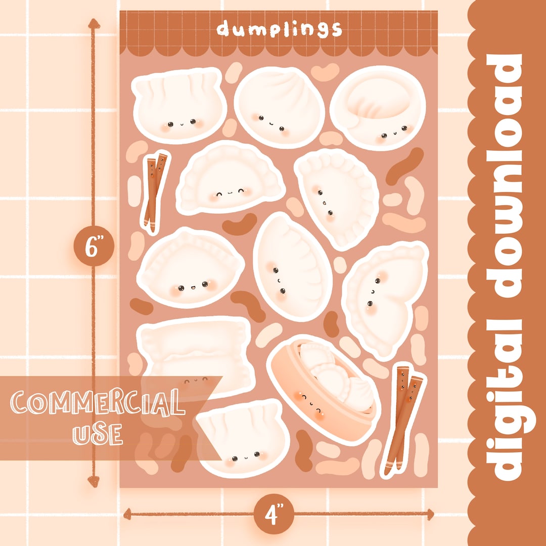 Cute Printable Dumplings Sticker Sheet / Commercial Use/ PNG - Etsy
