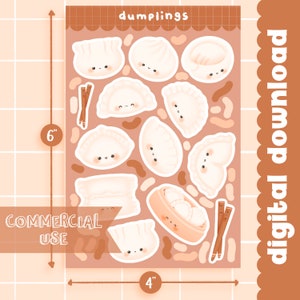 Cute Printable Dumplings Sticker Sheet / Commercial Use/ PNG - Etsy
