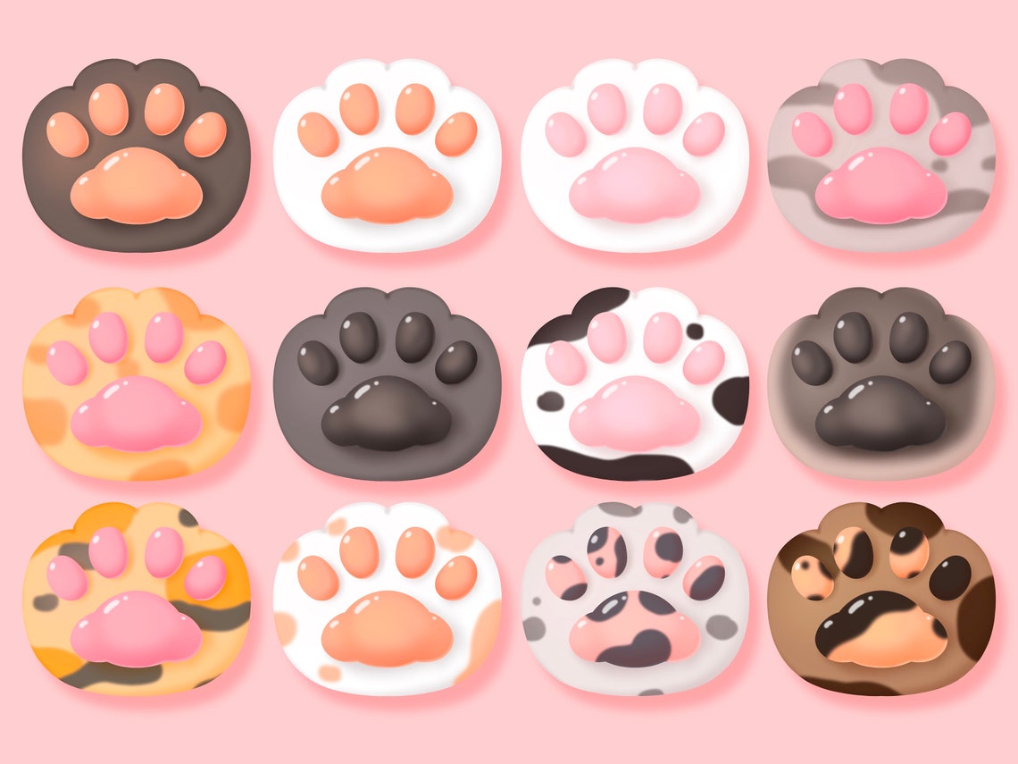 Cute Kawaii Printable Cat Paw Toebeans Clipart / Commercial - Etsy