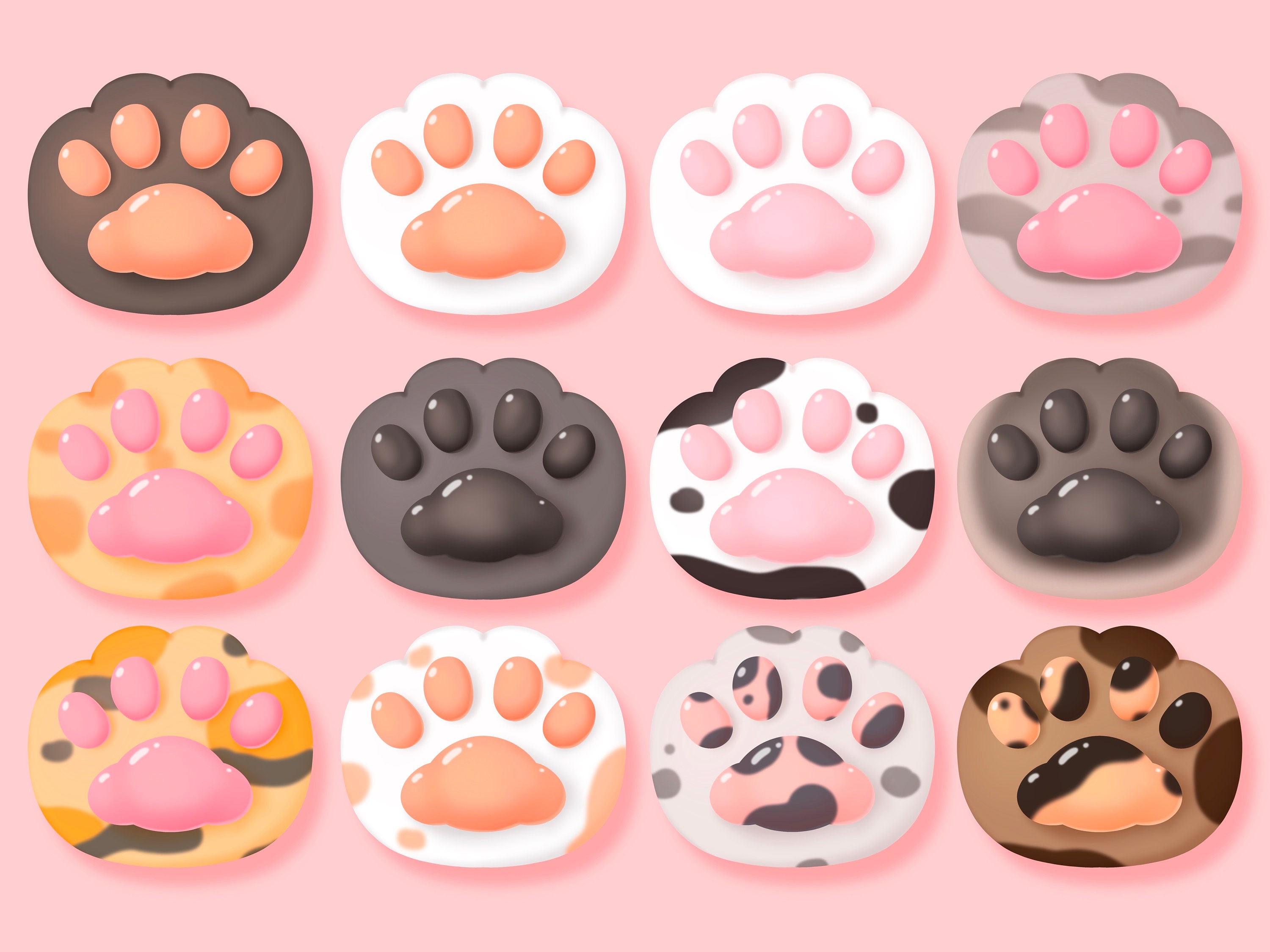 Cute Kawaii Printable Cat Paw Toebeans Clipart / Commercial - Etsy