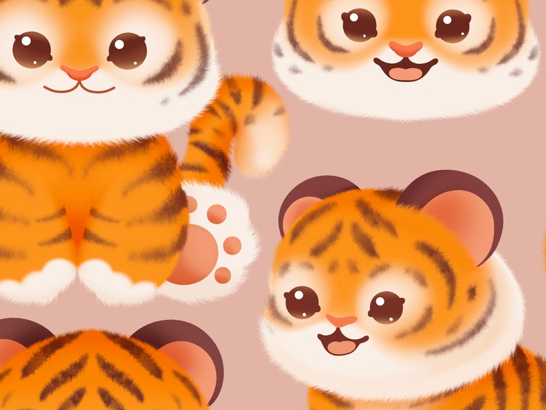 Cute Kawaii Printable Tigers Clipart Set / Commercial Use/ PNG - Etsy