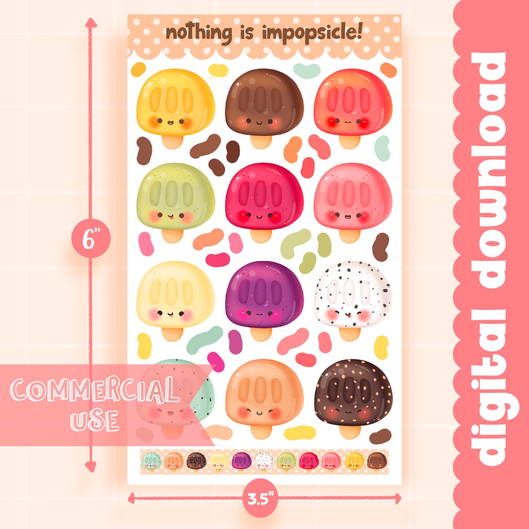 Cute Printable Popsicles Sticker Sheet / Commercial Use/ PNG - Etsy