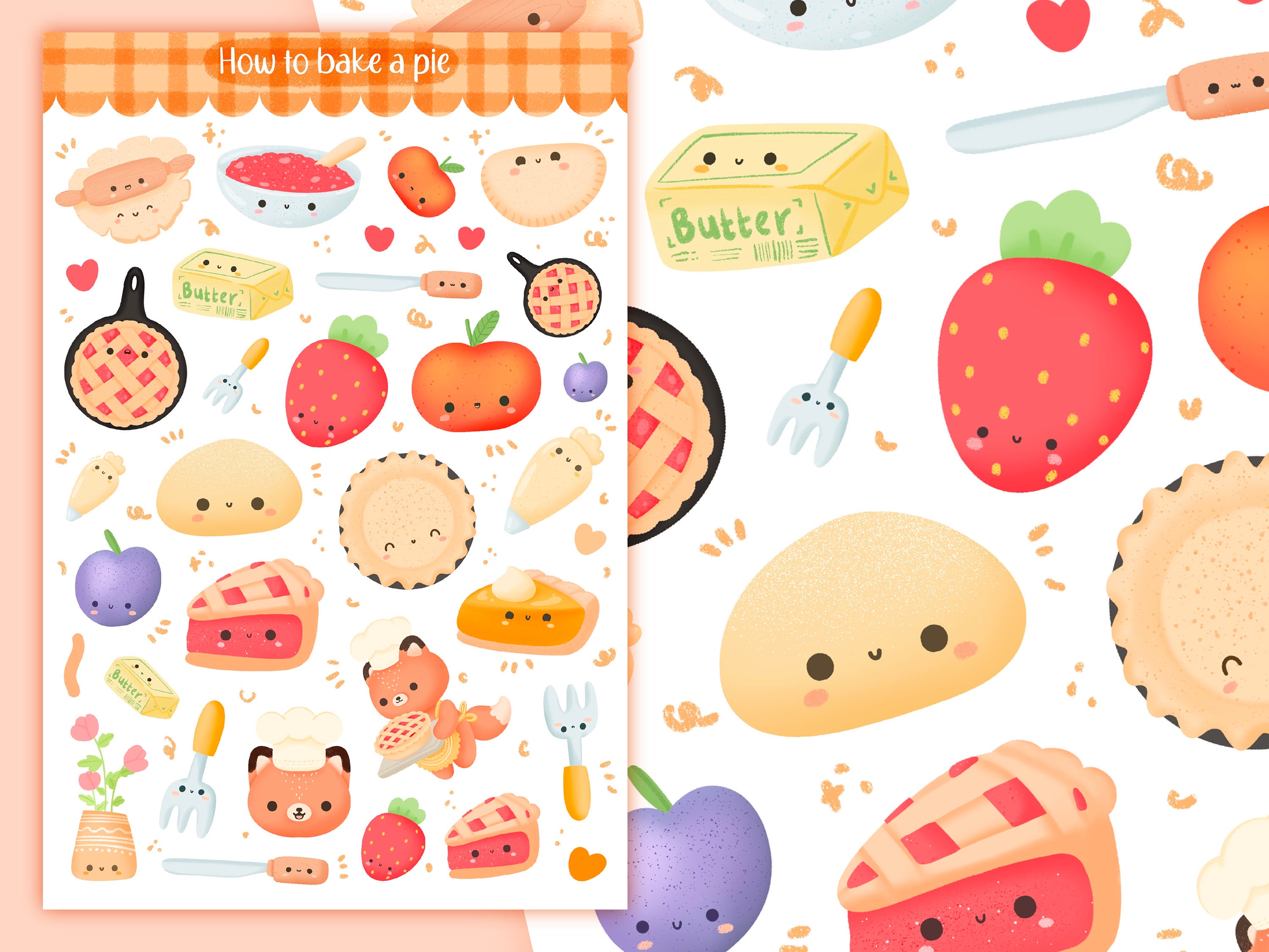 Cute Printable Sticker Sheet Fox Pie Bakery Sticker Sheet / Commercial ...