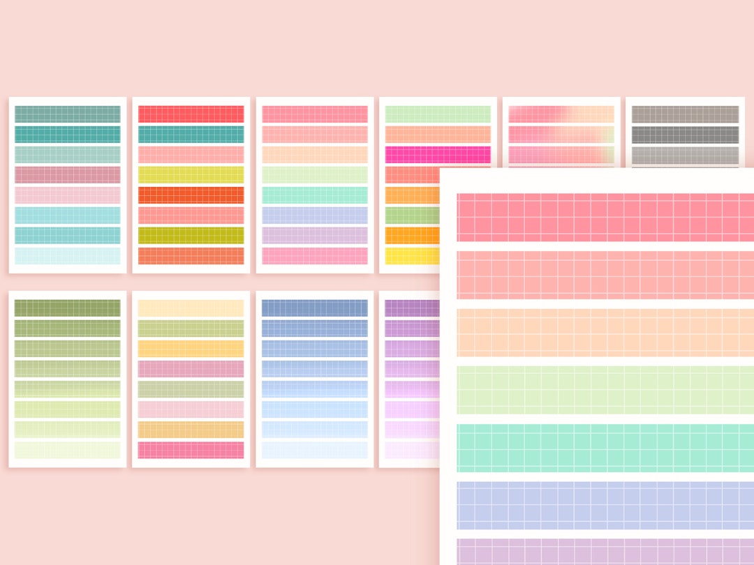Cute Kawaii Printable Deco Grid Washi Sticker Sheet / Commercial Use ...