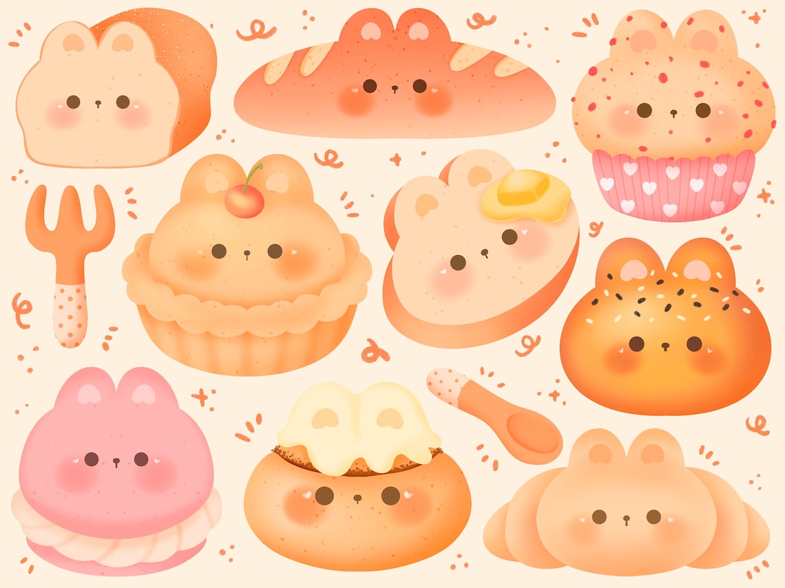 Cute Kawaii Printable Bunny Bakery Clipart / Commercial Use/ PNG - Etsy