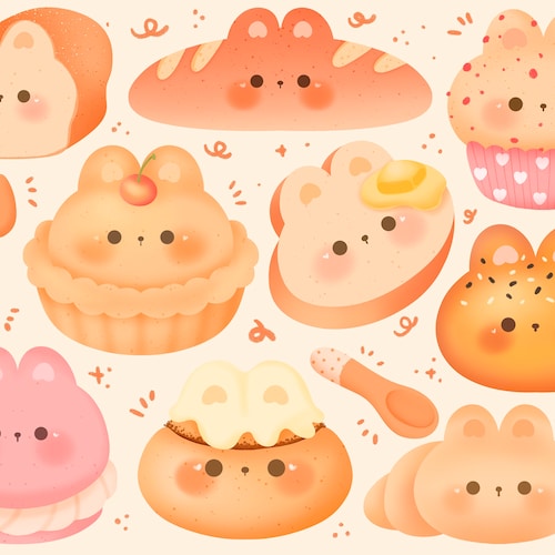 Cute Kawaii Printable Chibi Strawberry Bunny Clipart / - Etsy