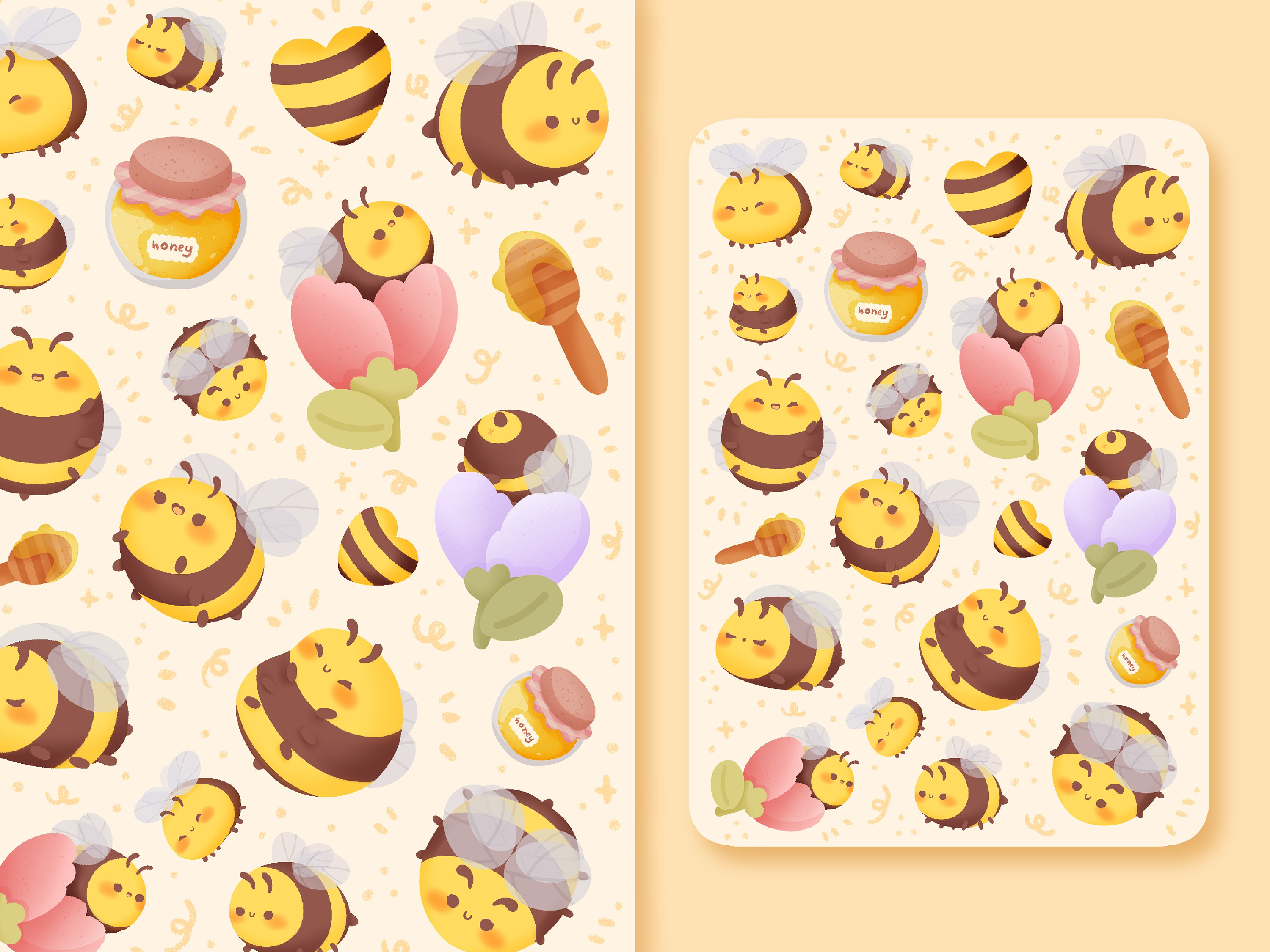 Cute Kawaii Printable Sticker Sheet Bees Clipart / Commercial - Etsy