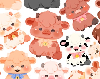 Kawaii Flavored Cows Clipart, Cows PNG, Cute Cows Clipart, Chocolate ...