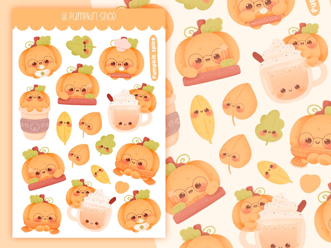 Cute Printable Sticker Sheet Pumpkin Latte Sticker Sheet / Commercial ...
