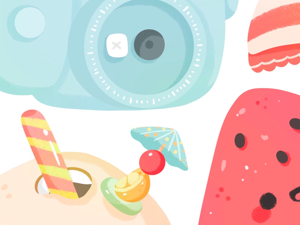 Cute Kawaii Printable Beach Set 1 Clipart / Commercial Use/ - Etsy