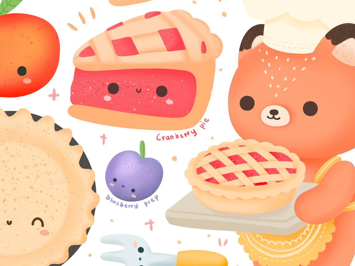 Cute Kawaii Printable Fox Pie Shop Clipart / Commercial Use/ - Etsy