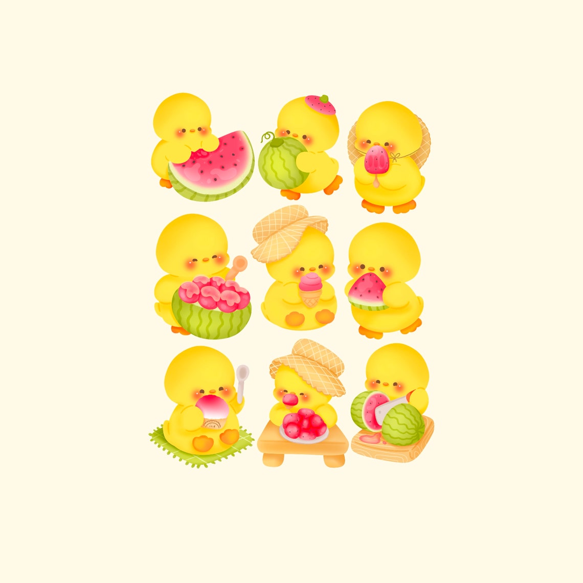 Cute Kawaii Printable Watermelon Chick Summer Clipart / Commercial Use ...