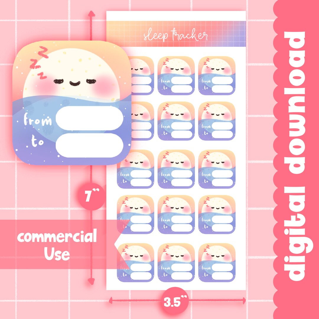 Cute Kawaii Printable Functional Sticker Sheet Sleep Tracker ...