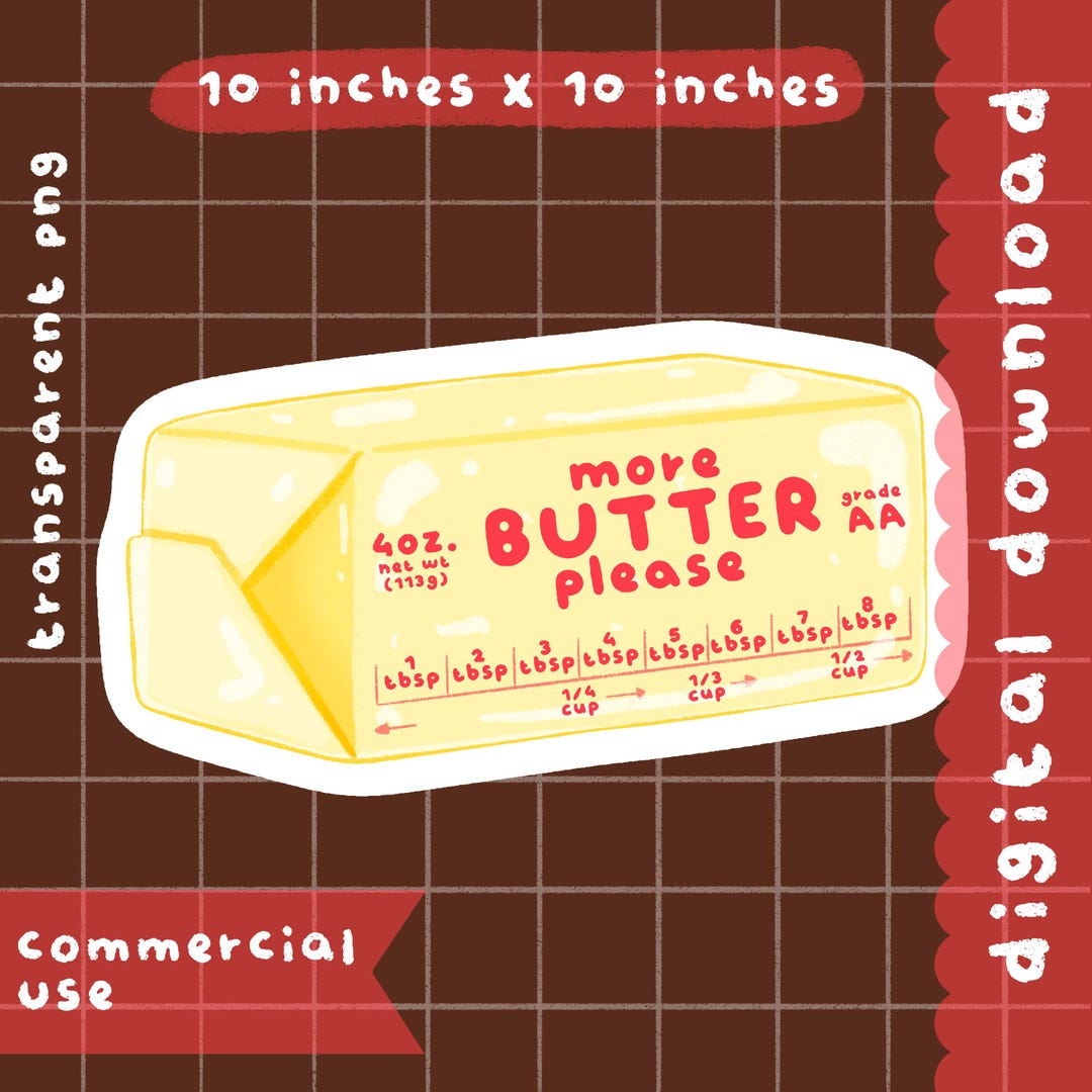 Cute Kawaii Printable More Butter Please Clipart / Commercial Use/ PNG ...